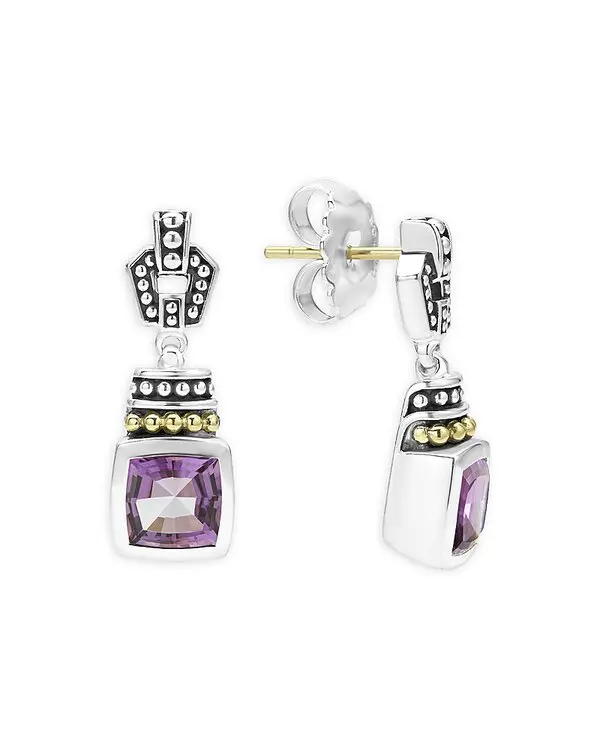 Lagos 18k Gold And Sterling Silver Amethyst Drop Earrings - Purple/silver