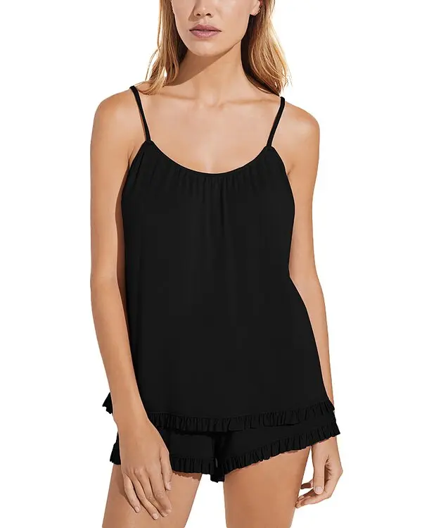 Eberjey Gisele Ruffled Trim Short Pajama Set - Black