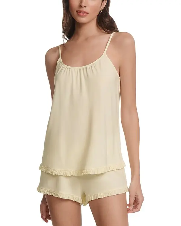 Eberjey Gisele Ruffled Trim Short Pajama Set - Buttercream
