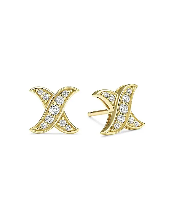 Lagos 18k Yellow Embrace Diamond X Stud Earrings - Gold