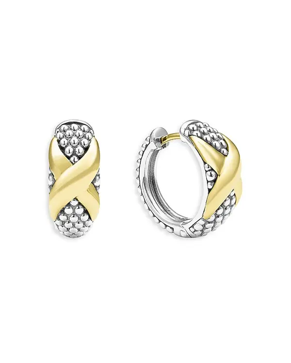 Lagos Embrace X Caviar Bead Hoop Earrings - Silver/gold