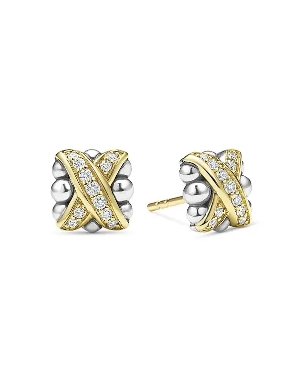 Lagos 18k Yellow Gold And Sterling Silver Diamond Stud Earrings - Gold/silver