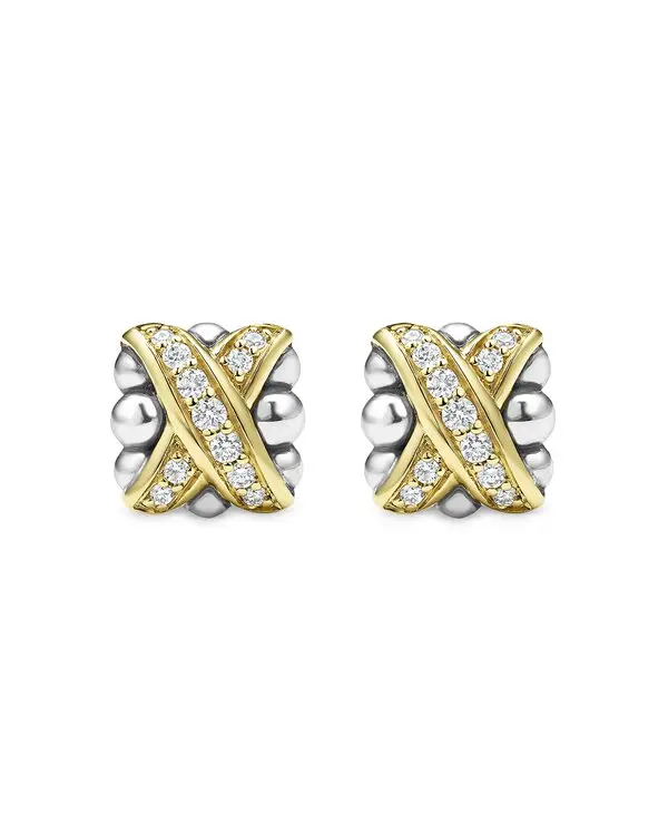 Lagos 18k Yellow Gold And Sterling Silver Diamond Stud Earrings - Gold/silver