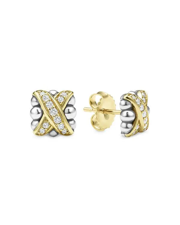 Lagos 18k Yellow Gold And Sterling Silver Diamond Stud Earrings - Gold/silver