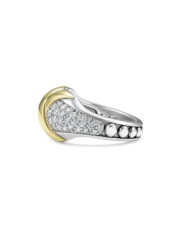 Lagos 18k Yellow Gold And Sterling Silver Embrace Pave X Ring - Silver/gold