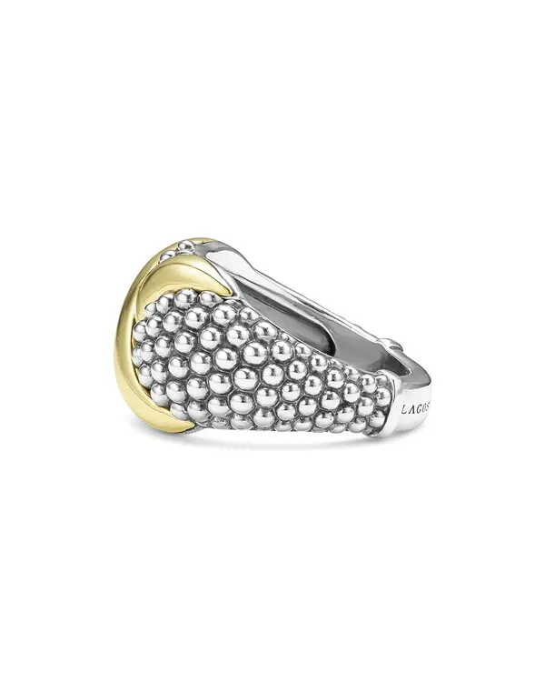 Lagos 18k Yellow Gold And Sterling Silver Caviar Bead Statement Ring - Silver/gold