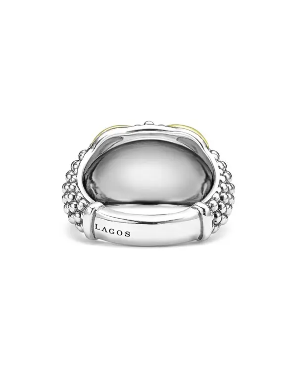 Lagos 18k Yellow Gold And Sterling Silver Caviar Bead Statement Ring - Silver/gold