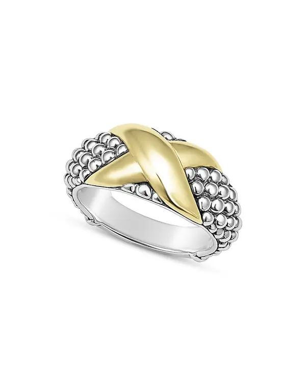 Lagos 18k Yellow Gold And Sterling Silver Embrace X Ring - Silver/gold
