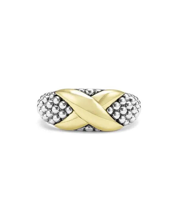 Lagos 18k Yellow Gold And Sterling Silver Embrace X Ring - Silver/gold