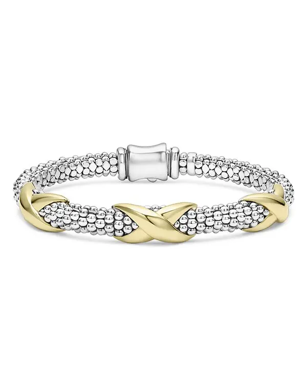 Lagos 18k Yellow Gold And Sterling Silver Embrace Triple X Bracelet - Silver/gold