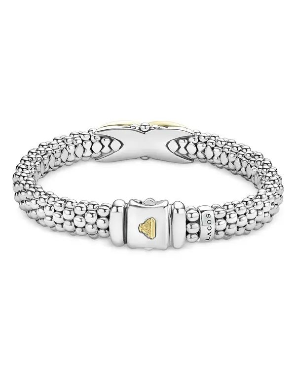 Lagos 18k Yellow Gold And Sterling Silver Caviar Bead Link Bracelet - Silver/gold