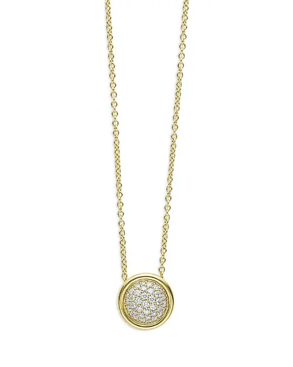 Lagos 18k Yellow Meridian Diamond Pave Circle Pendant Necklace - Gold