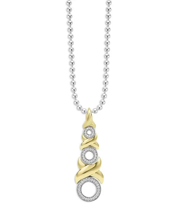 Lagos 18k Yellow Gold & Sterling Silver Embrace Diamond Pendant Necklace - Silver/gold