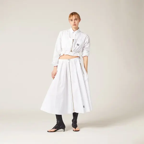 Miu Miu Long Poplin Skirt - White | Editorialist