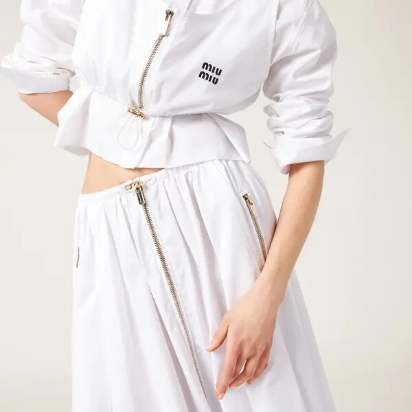 Miu Miu Long Poplin Skirt - White | Editorialist