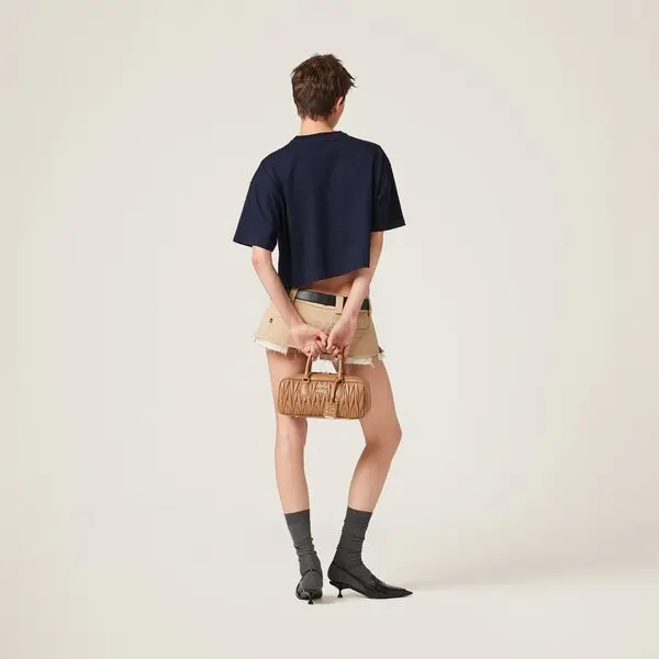 Miu Miu Cotton Jersey T-Shirt With Embroidered Logo - Navy