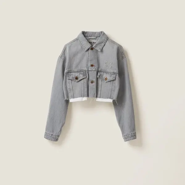 Miu Miu Denim Blouson Jacket - Grey | Editorialist