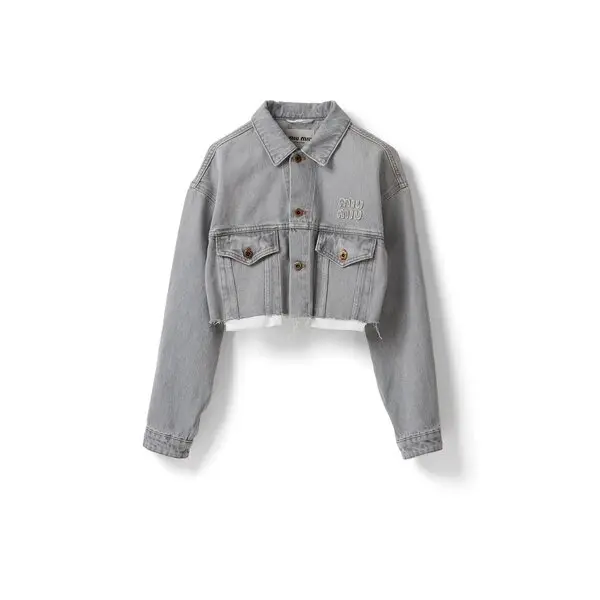 Miu Miu Denim Blouson Jacket - Grey