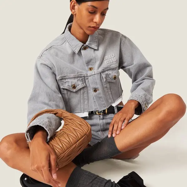 Miu Miu Denim Blouson Jacket - Grey | Editorialist