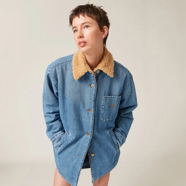 Miu Miu Embroidered Denim Blouson Jacket