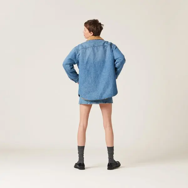 Miu Miu Embroidered Denim Blouson Jacket