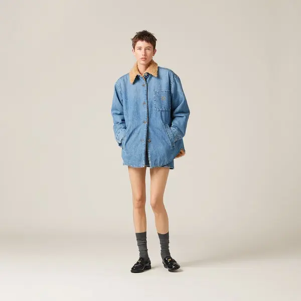 Miu Miu Embroidered Denim Blouson Jacket
