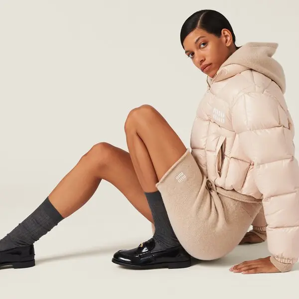 Miu Miu Cropped Nylon Down Jacket