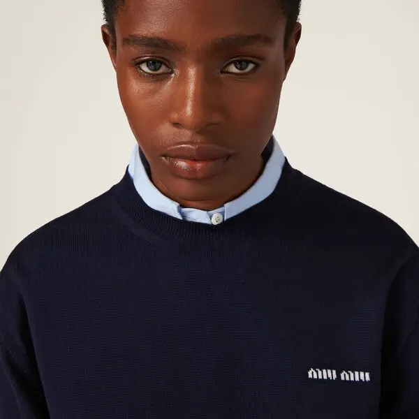 Miu Miu Wool Sweater - Navy | Editorialist
