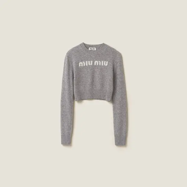 Miu Miu Wool And Cashmere Sweater - Grey | Editorialist