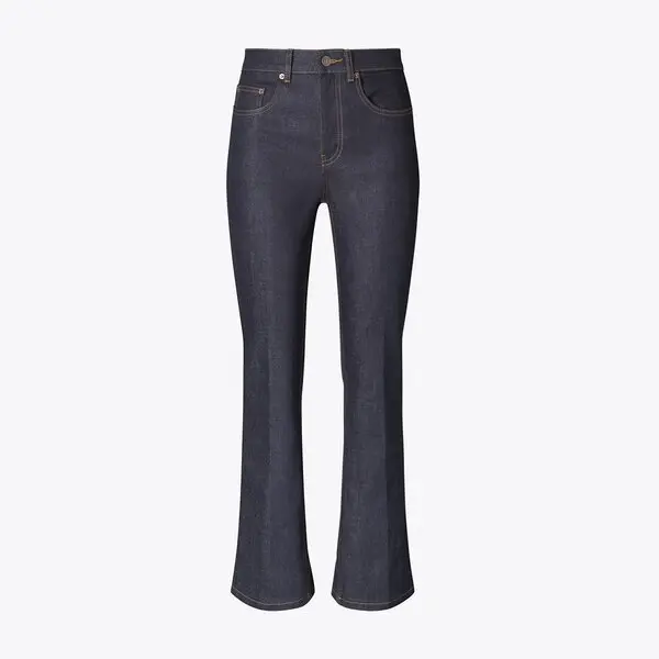 Tory Burch Cropped Flare Jeans - Raw/unwashed