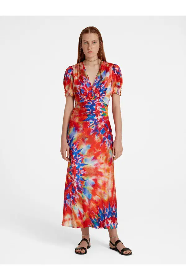 knee length dresses for ladies Lea Long Dress in Fiori Peony  SALONI