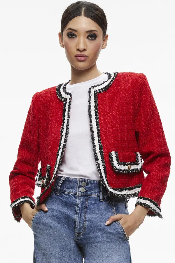 Alice + Olivia Landon Tweed Cropped Jacket