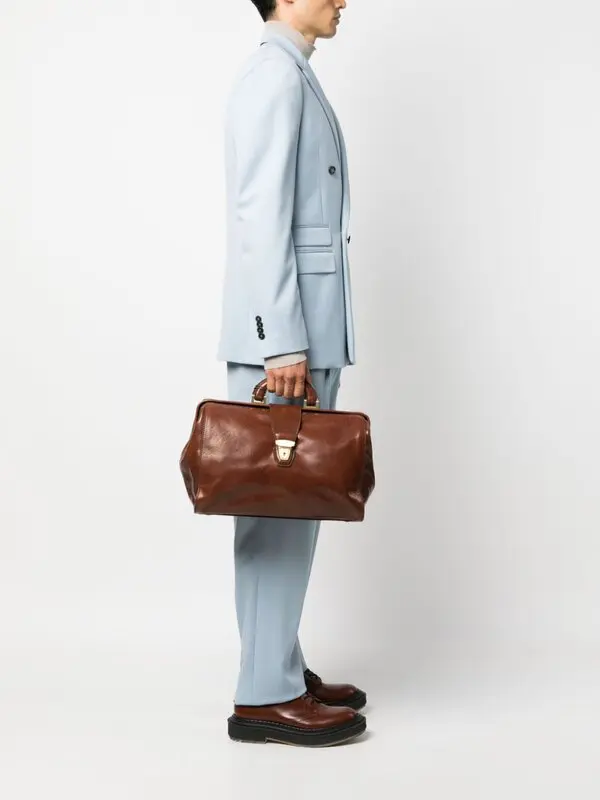 THE BRIDGE Push-lock Leather Tote Bag