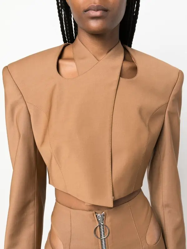 ALEKSANDRE AKHALKATSISHVILI Cropped Wool Wrap Blazer