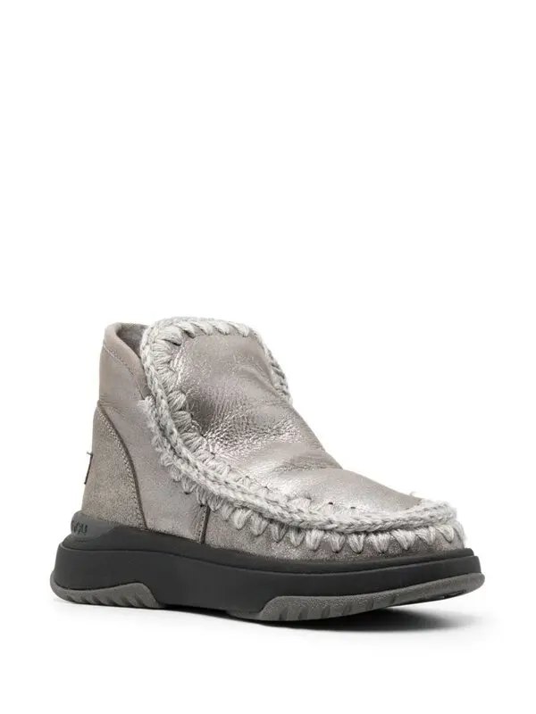 Mou Crochet Stitch-trim Sneaker Boots - Grey