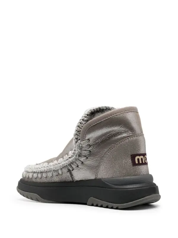 Mou Crochet Stitch-trim Sneaker Boots - Grey