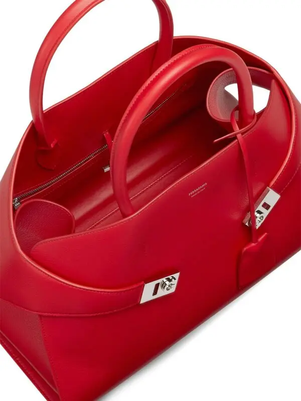 FERRAGAMO Hug Leather Tote - Red