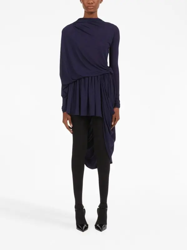 FERRAGAMO Asymmetric Draped Long-sleeve Dress