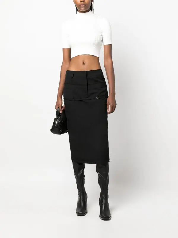 COURREGES Logo-embroidered Ribbed Crop Top