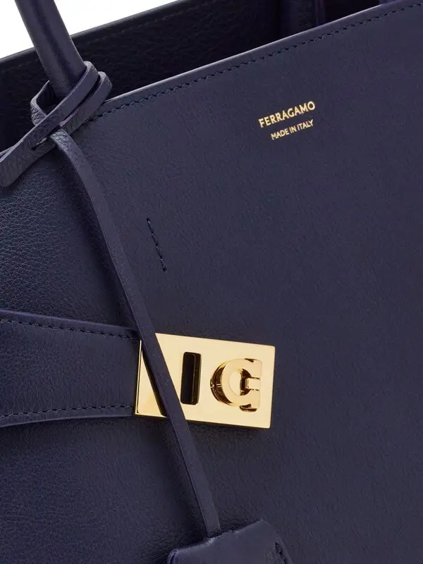 FERRAGAMO Hug Leather Tote - Blue