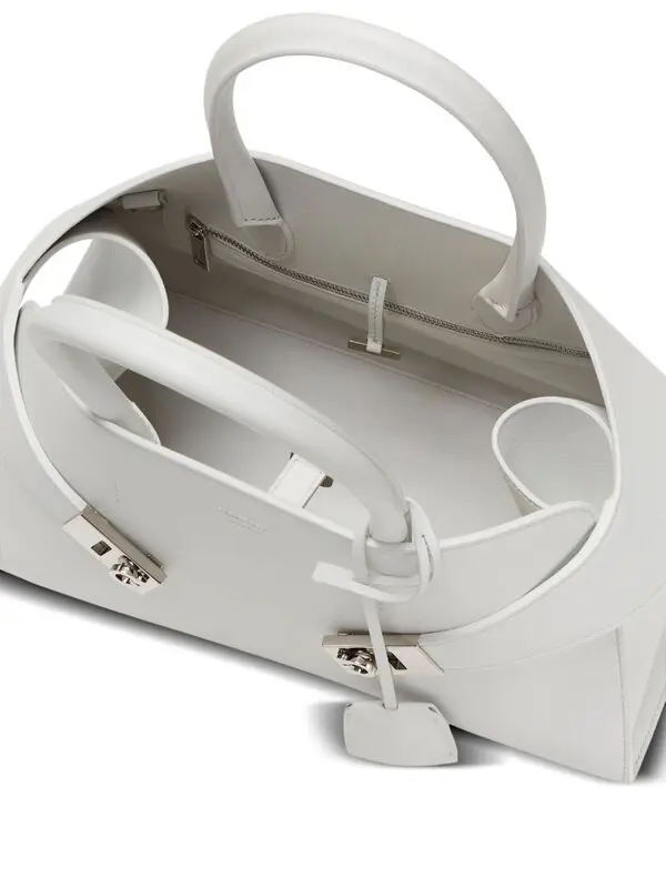 FERRAGAMO Small Hug Leather Tote Bag - White