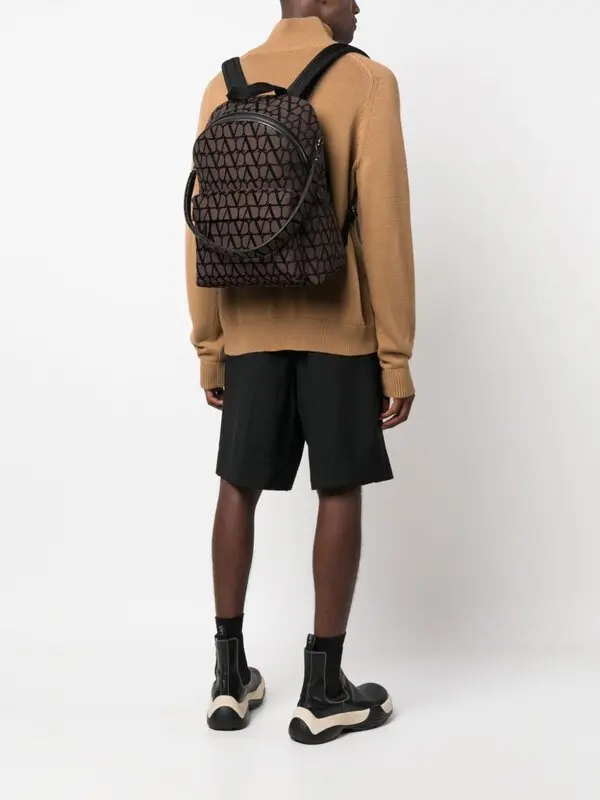 Valentino Garavani Toile Iconographe Backpack - Brown