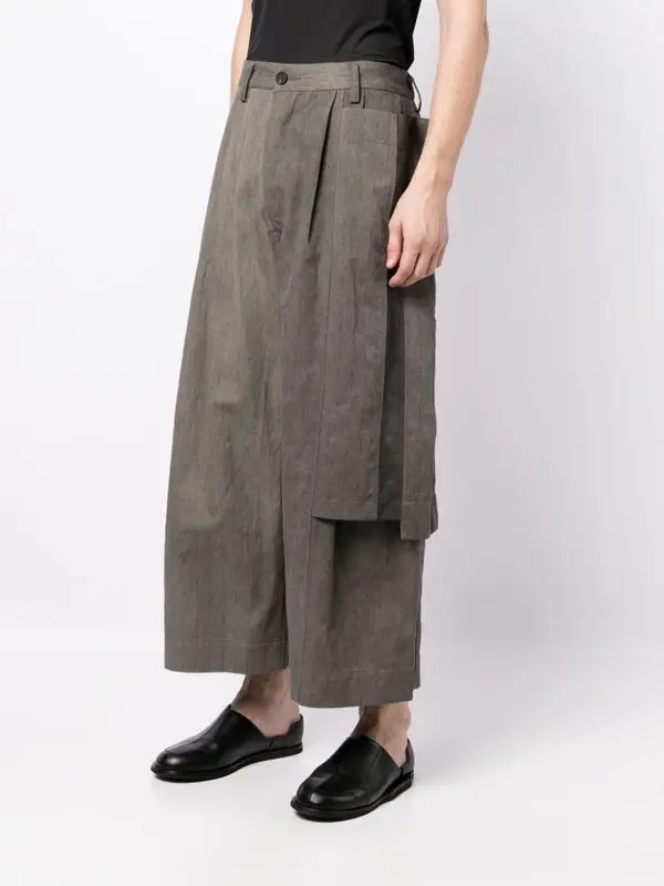 ZIGGY CHEN Pinstriped Wide-leg Trousers