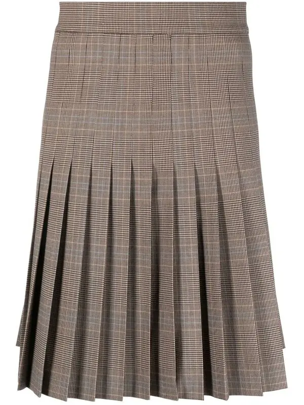 Moschino Checked Pleated Skirt - Brown