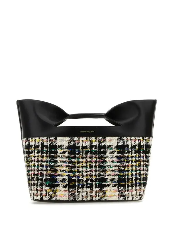 Alexander McQueen The Bow Small Tweed Tote Bag - Black