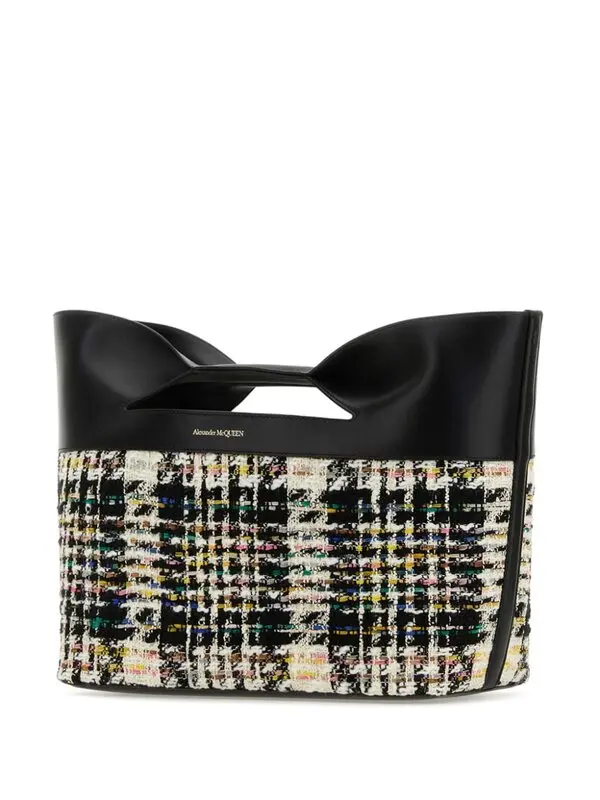 Alexander McQueen The Bow Small Tweed Tote Bag - Black