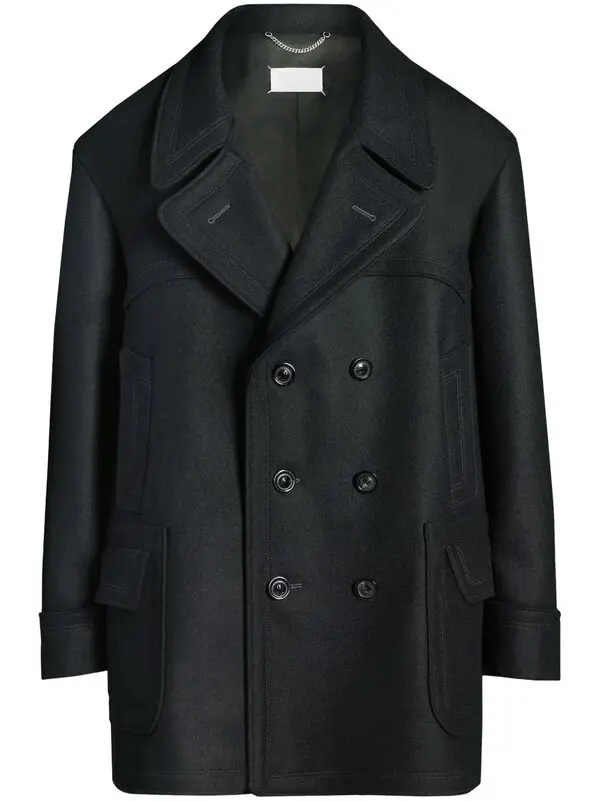 MAISON MARGIELA Double-breasted Wool-blend Coat - Black