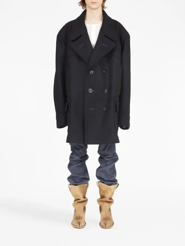 MAISON MARGIELA Double-breasted Wool-blend Coat - Black
