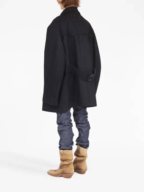 MAISON MARGIELA Double-breasted Wool-blend Coat - Black