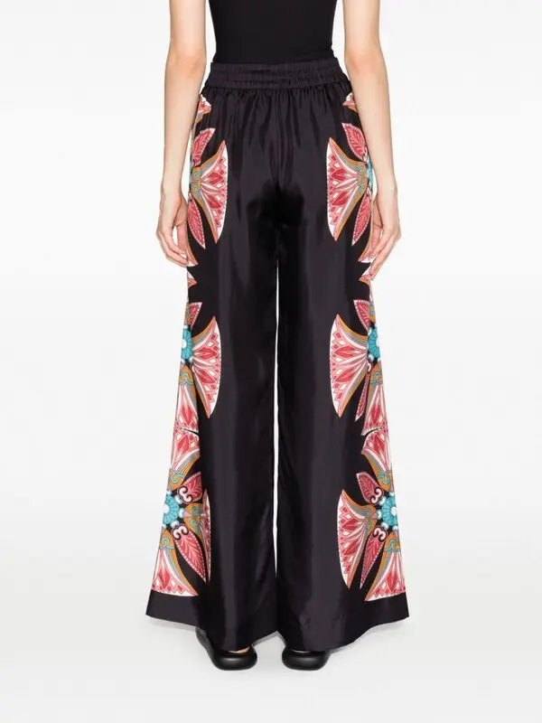 La DoubleJ Lotus-print Silk Palazzo Pants